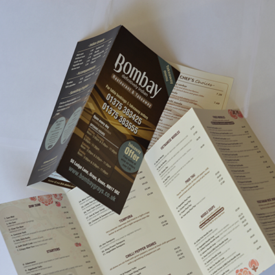 Takeaway menu flyer printing folded or flat A4, A3, B4, A4+- Half fold ...